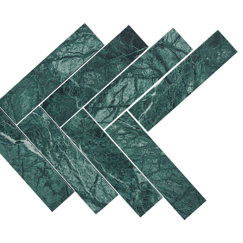 Taj Green Herringbone Long Stone Mosaic – The Design Palette