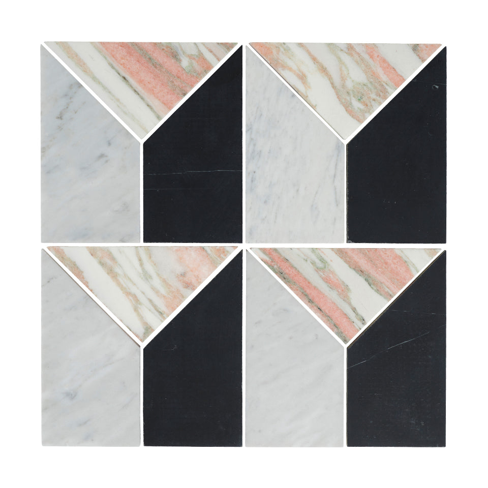 Art Deco Tre Dusty Rose Stone Mosaic – The Design Palette