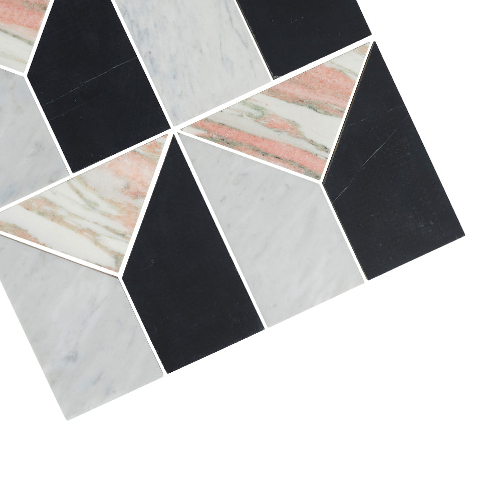 Art Deco Tre Dusty Rose Stone Mosaic – The Design Palette