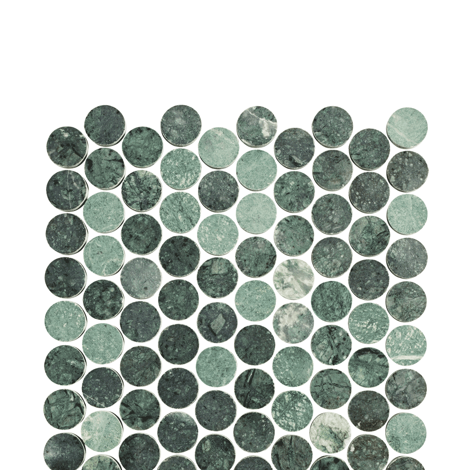 Emerald Green Penny Round Stone Mosaic – The Design Palette