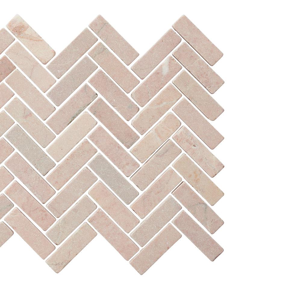 Powder Pink Herringbone Stone Mosaic – The Design Palette